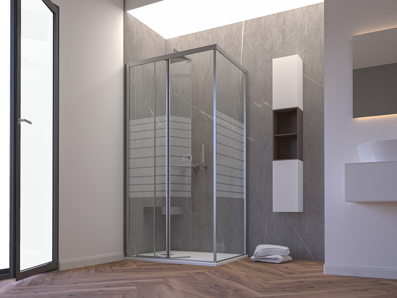 Box Doccia Angolare Miro' H200 120x90cm Porta Scorrevole e Lato Fisso ...