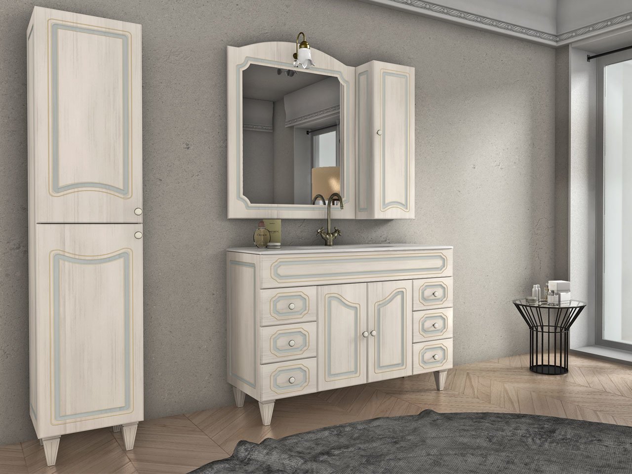 Mobile Bagno Monet Arte Povera Cm. 120 2 Ante + 6 Cassetti Decape ...