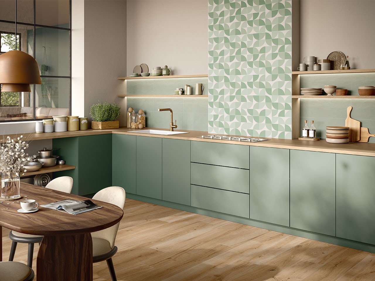 Move Clover Sage Geometrical Green Wall Tile 25X60 - Iperceramica-mt