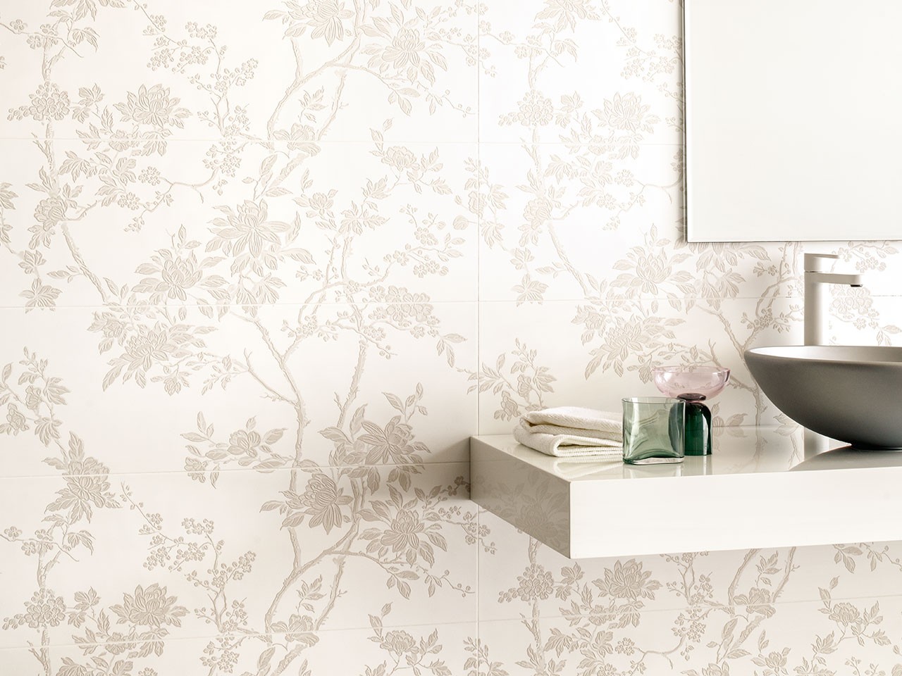 Rivestimento Mywhite Romance Decoro Effetto Carta da Parati Floreale 3D ...