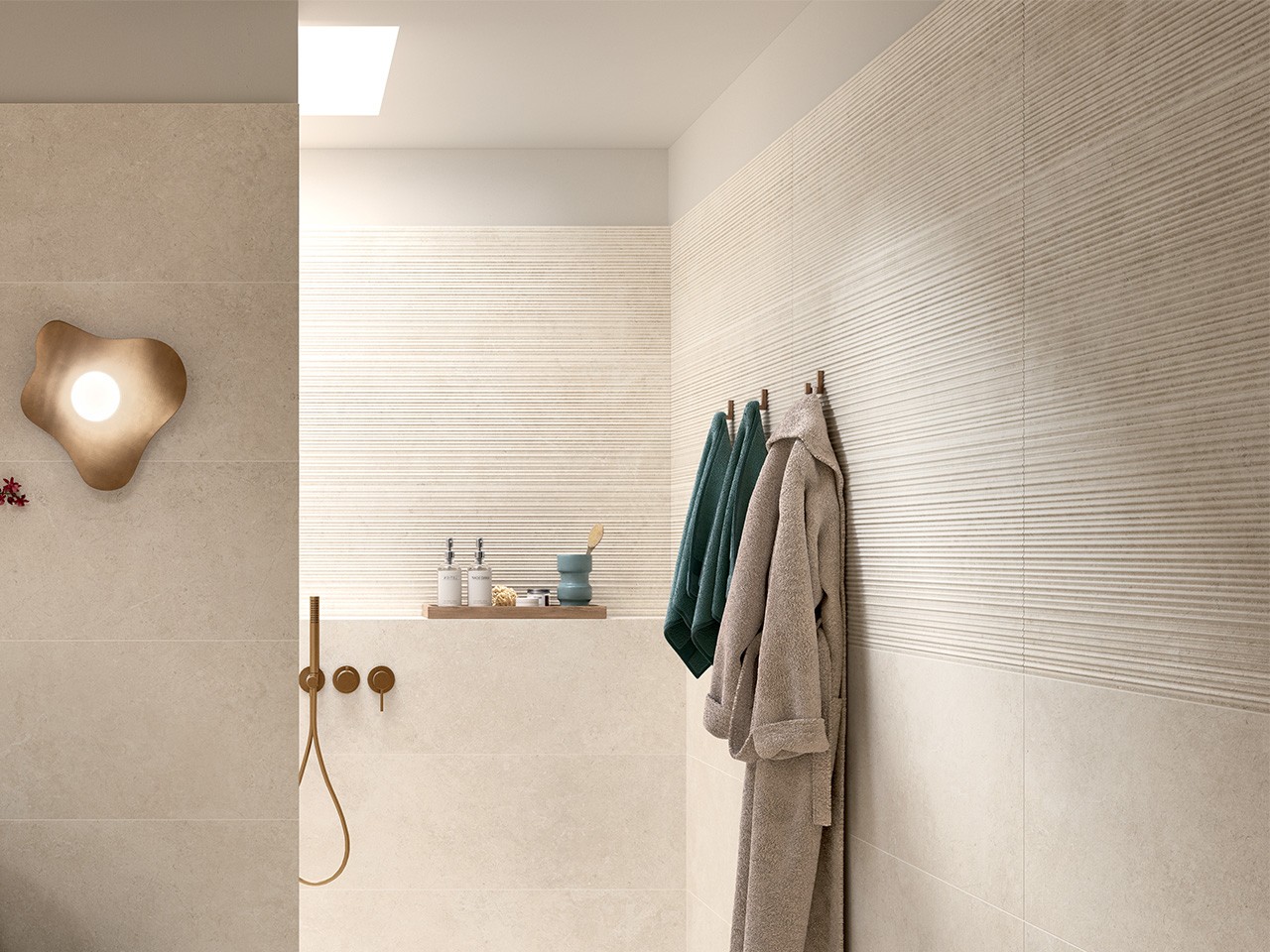 Wall Tiles Nubian Ivory 3D 40X120 3D Limestone Effect - Iperceramica