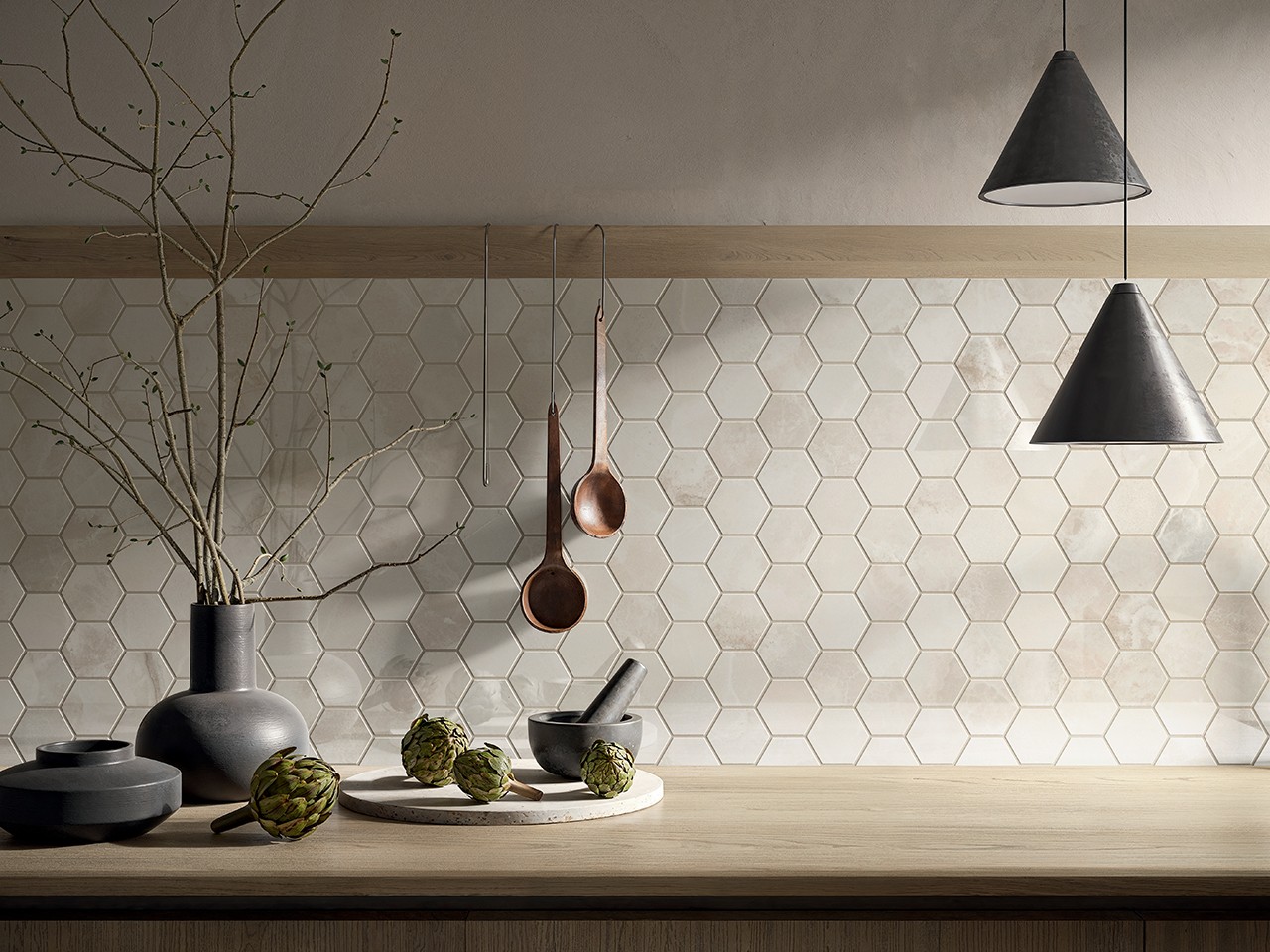 Mosaïque hexagonale Onyx White 29x27 grès cérame effet marbre onyx ...