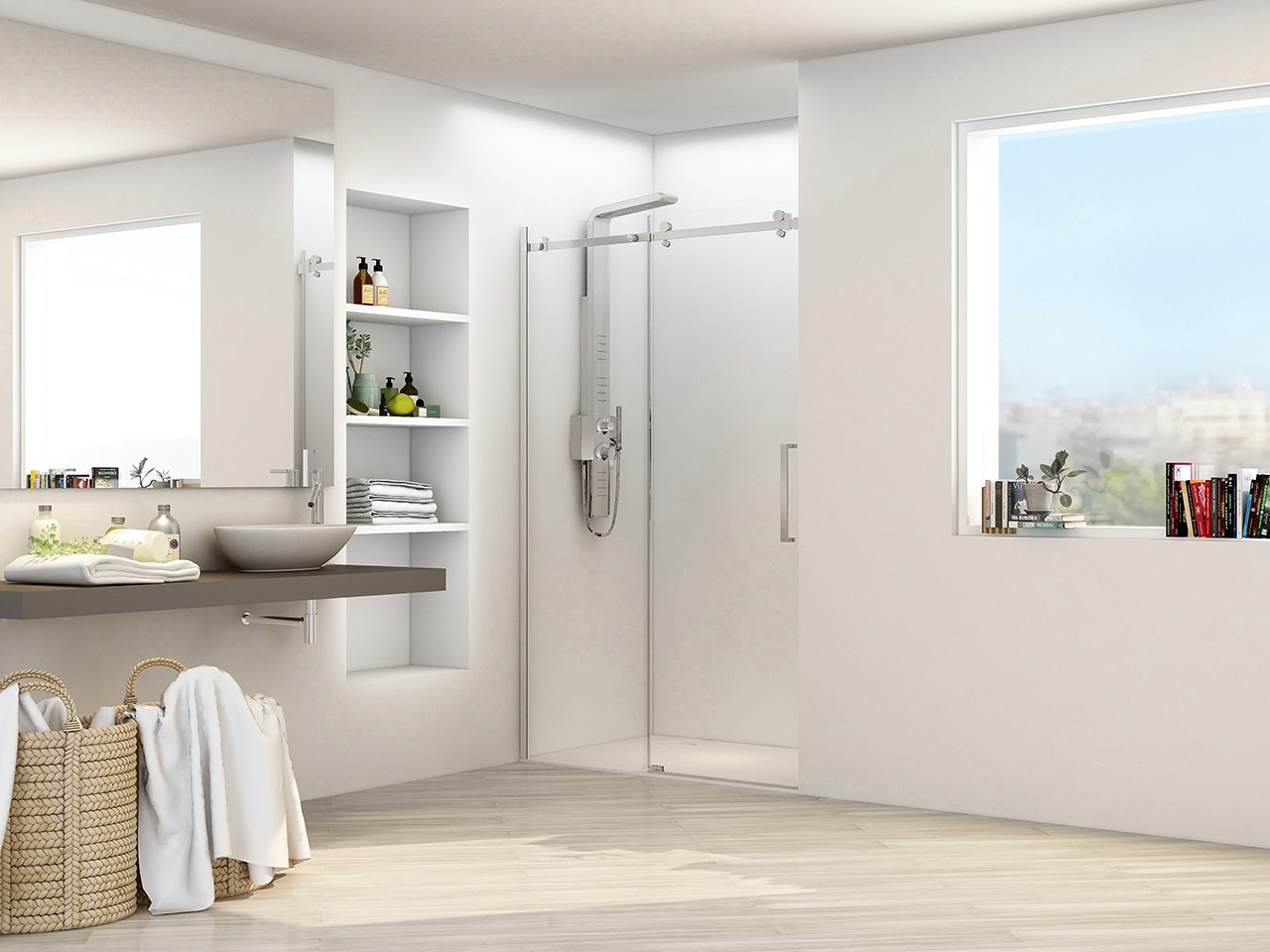 OXO INOX Sliding Shower Door for Niche cm 140 Crystal 8 mm and Brushed ...