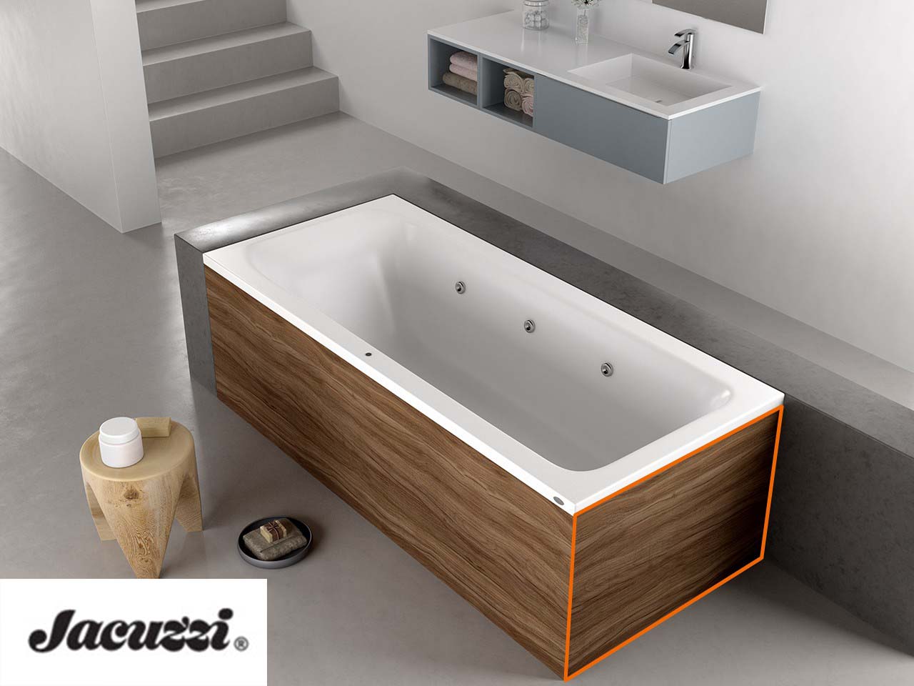 JACUZZI® SILK SIDE PANEL FOR WHIRPOOL BATH 70 cm DARK OAK - Iperceramica