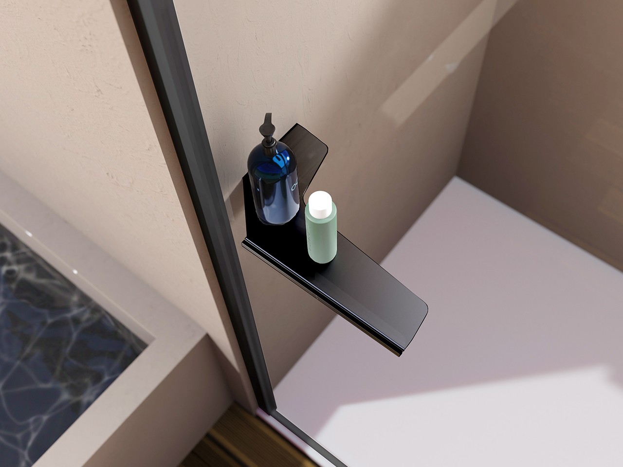 Tablette de renfort à gauche pour douche à l'italienne Plano noir mat ...