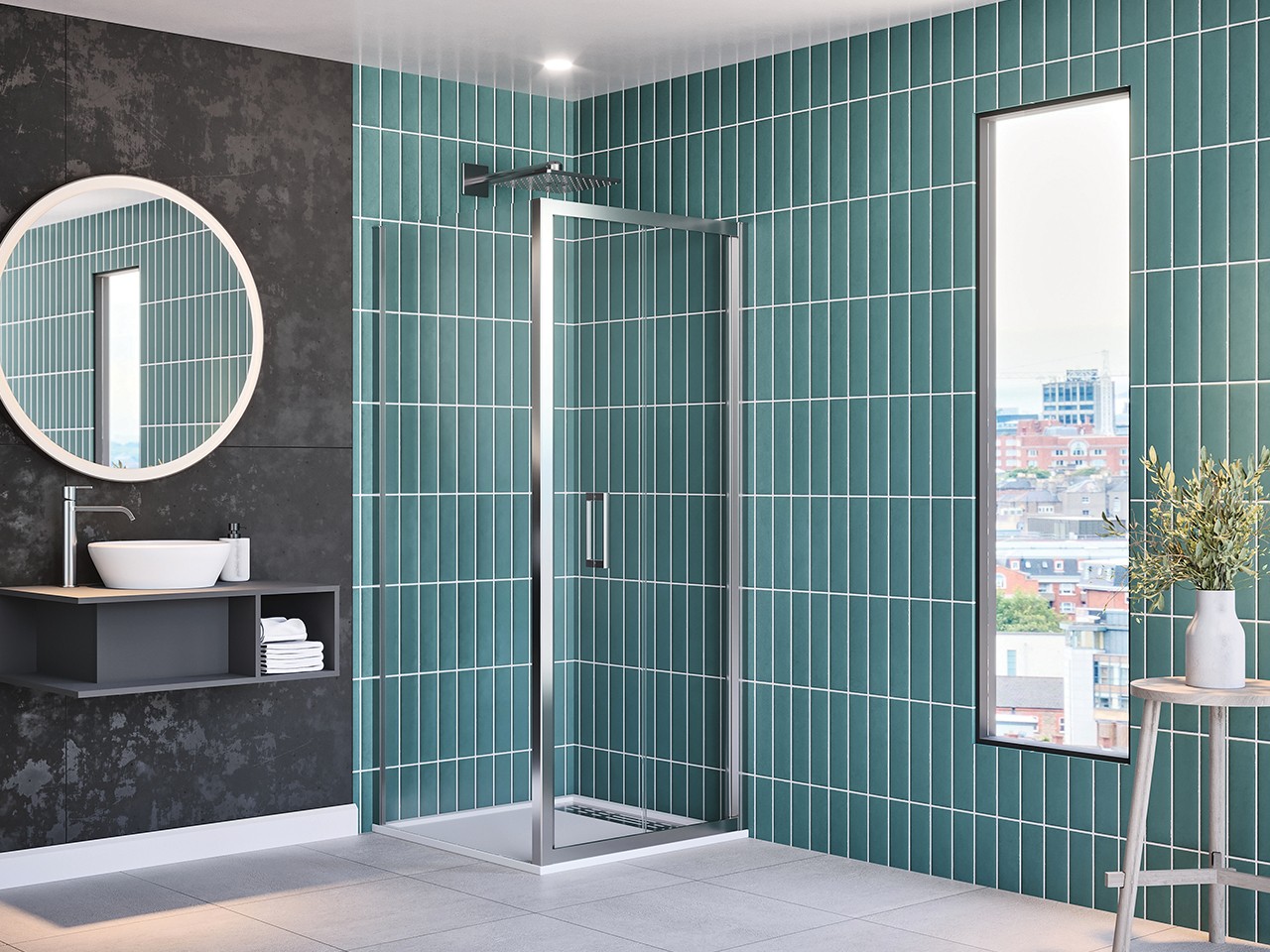 Box Doccia Angolare Renu 70x90 H195 Porta a Soffietto e Lato Fisso ...