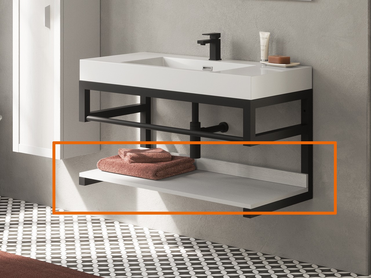 Ripiano Sottolavabo Purestone 100X45 Frassino Bianco - Iperceramica