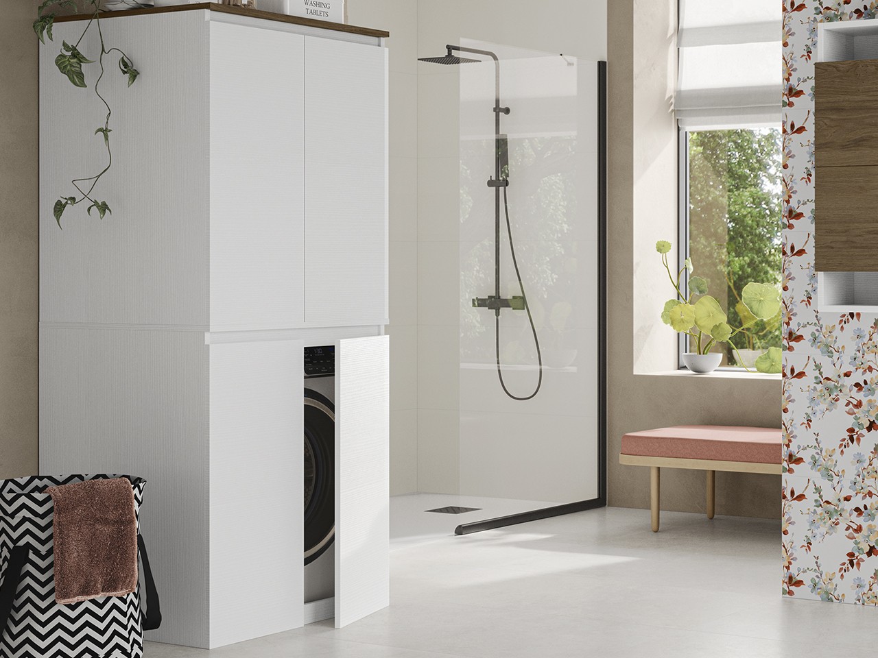 Mobile Bagno QUBO Colonna Lavanderia (Coprilavatrice e Asciugatrice) a ...