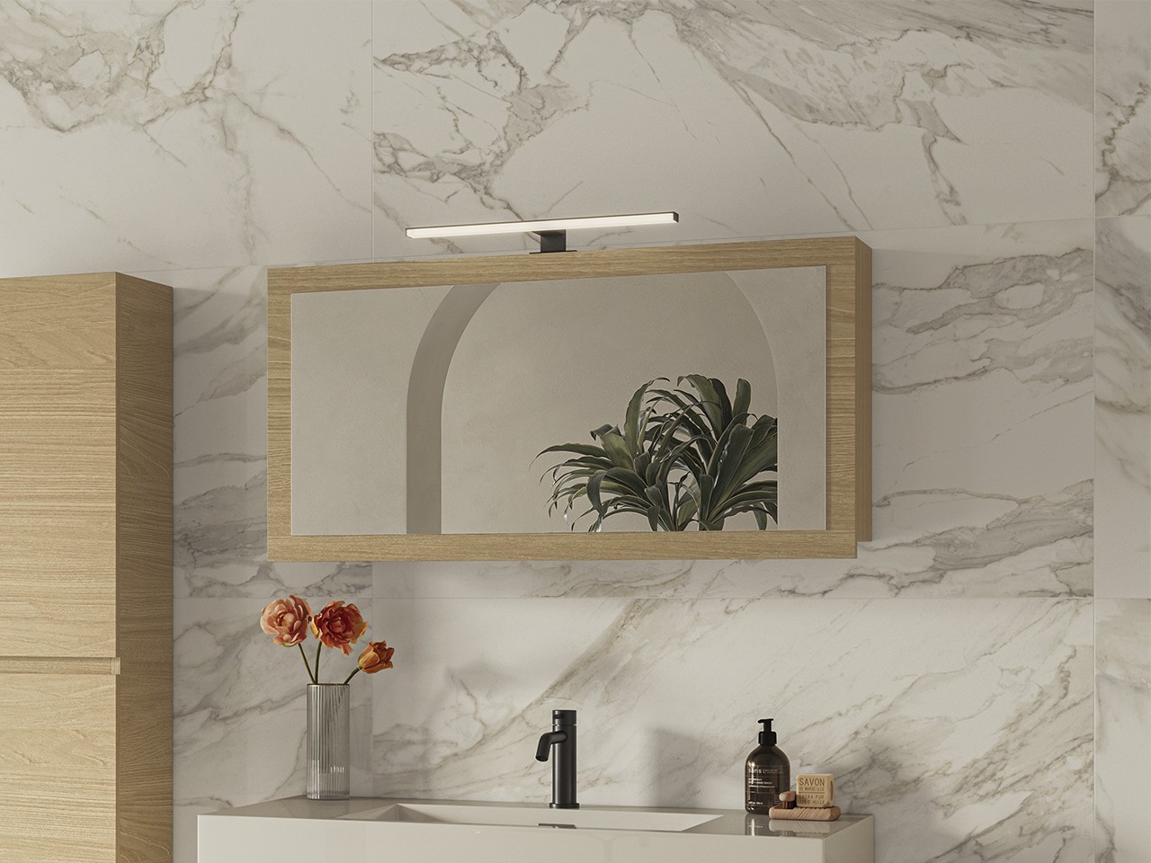 Specchio Bagno Qubo 100 Contenitore Quercia Chiaro - Iperceramica