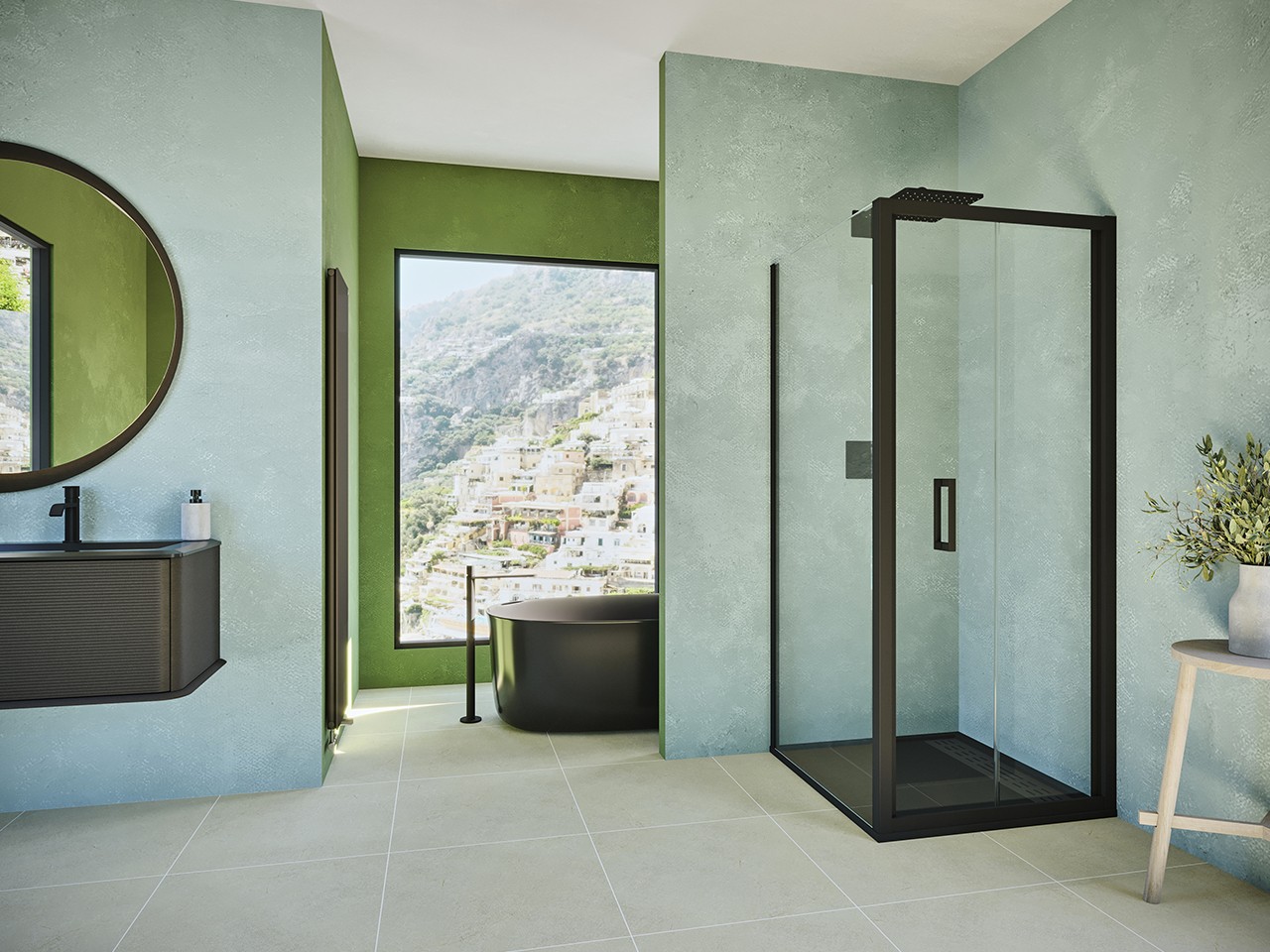 Box Doccia Angolare Renu 70x90 H195 Est 70/76 - 87/90 Porta a Soffietto ...