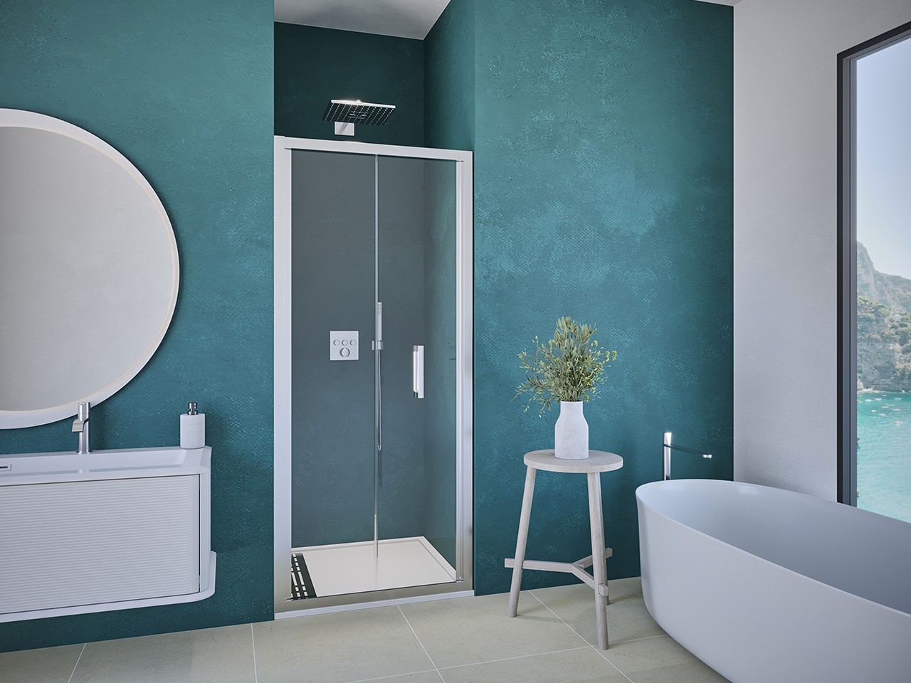 Porte de douche à soufflet Renu 80xH195 Ext 74/80 cm verre 6mm ...