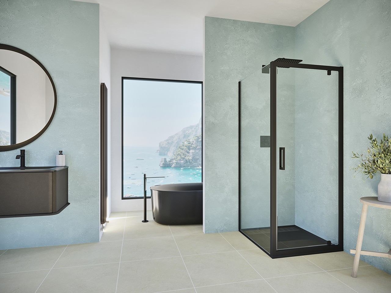 Box Doccia Angolare Renu 70x90 H195 Est 70/76 - 87/90 Porta a Battente ...