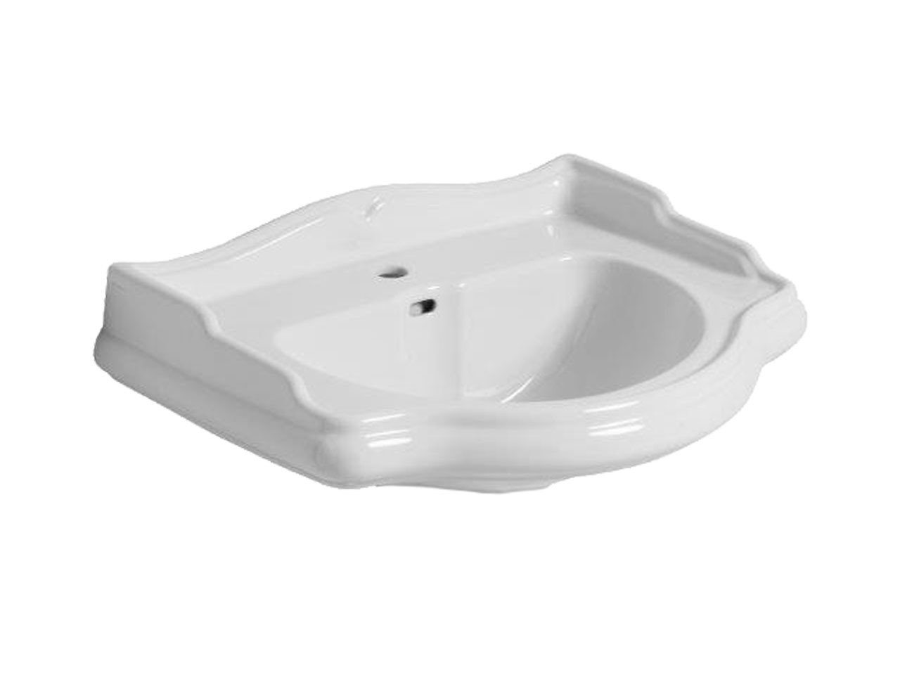 Lavabo Sospeso Retro' 69X52 Monoforo Ceramica Bianco Lucido - Iperceramica
