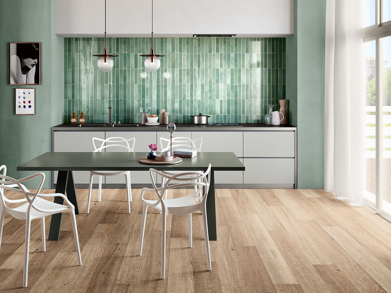 Carrelage Shine Block Emerald 25x60 effet brique vert - Iperceramica