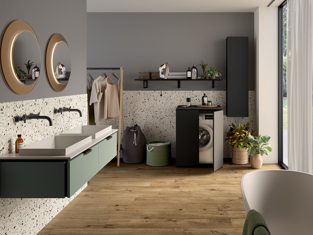 TOUCH WASHING MACHINE CABINET WITH 2 DOORS PHOENIX MATT BLACK FINISH ...