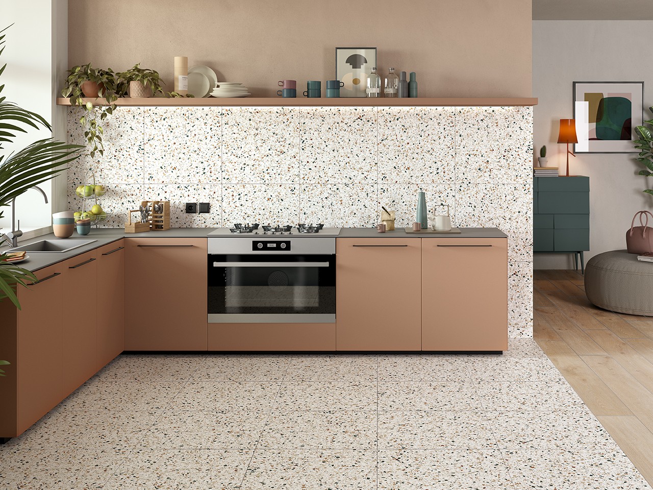 Fliese Venice Beige 60x60 Feinsteinzeug Terrazzo Optik Beige - Iperceramica
