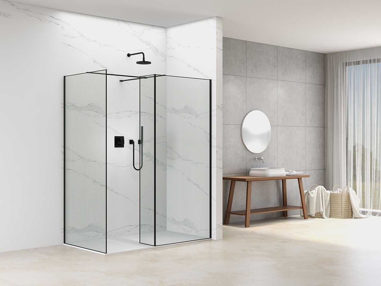 Doccia Walk in Namaste' 2 Lati 90x70 cm H200 Est 88/90 - 68/70 Anta ...