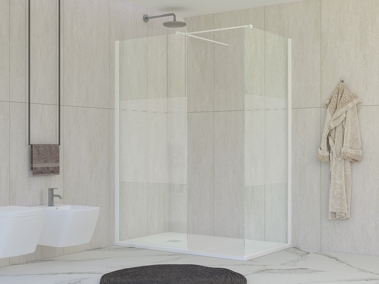 Douche à l’italienne Miro’ 2 parois 160x80 cm H200 verre 6 mm ...