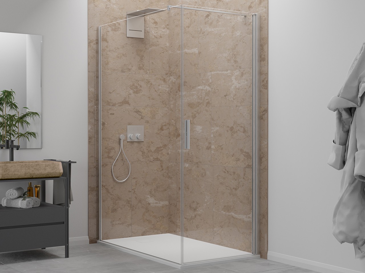 Box Doccia Plano 70X120 cm H200 Est 67/69 - 116/118 Porta DX Lato Fisso ...