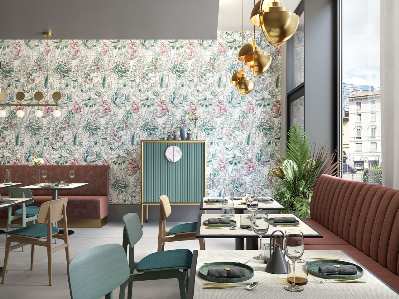 Carrelage extra-fin Wallart Inkline Color composition 100x100 grès ...