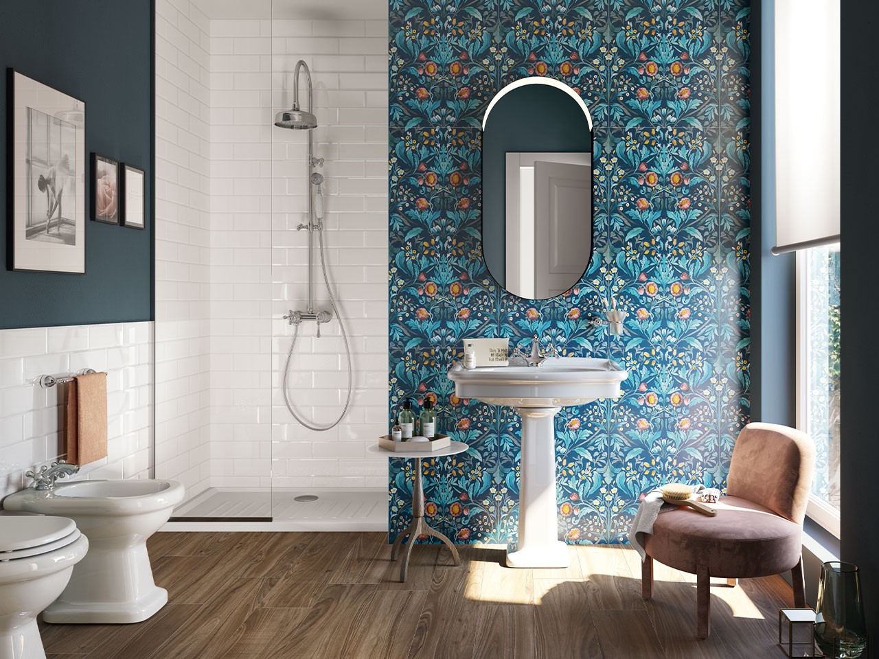 Rivestimento Wallart Liberty Blue Gres Sottile Decoro Effetto Carta da ...