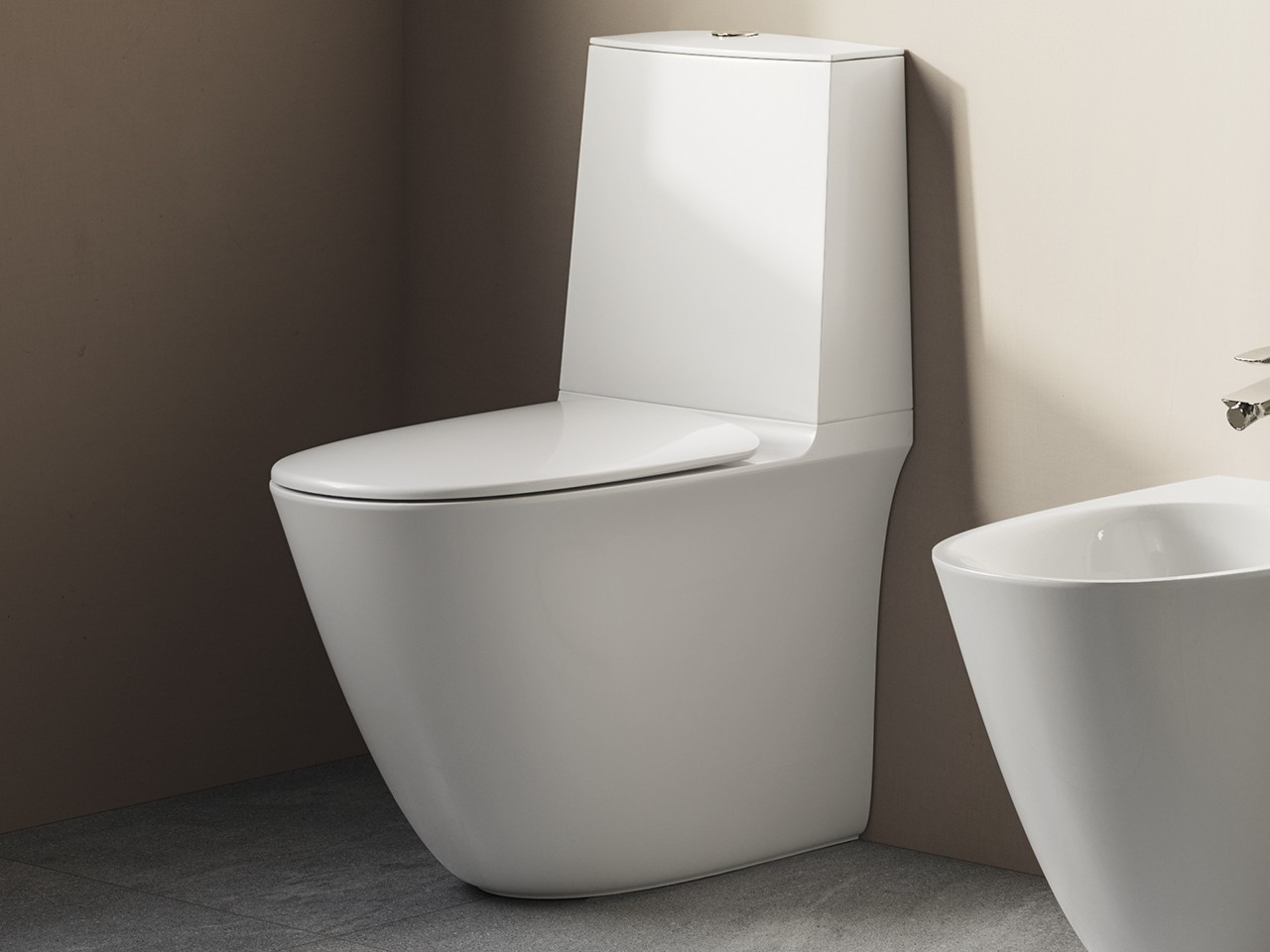 WC monobloc Berlino rimless 62 cm adossé au mur économie d'eau blanc ...
