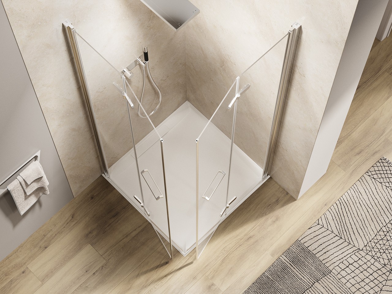 Cabine de douche Xeno 80x80 H200 Ext 77,5/79,5 cm portes pliantes verre ...