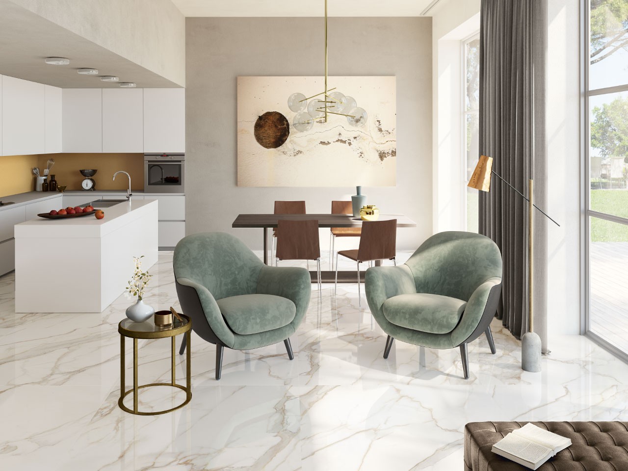 Piastrella Xlab Calacatta 120X120 Gres Lappato Effetto Marmo Bianco ...