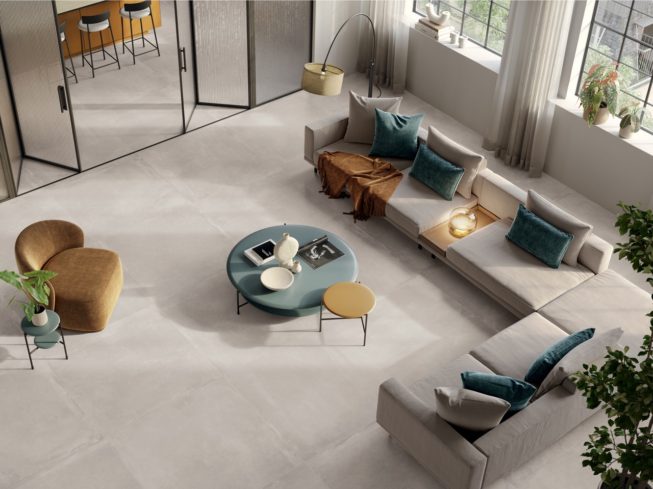 Carrelage Xlab grand format Concept Warm Grey 120x120 grès cérame effet ...